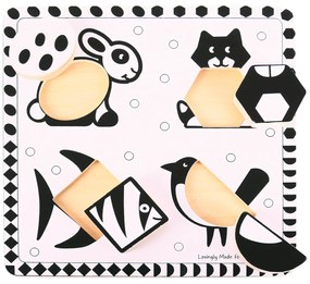 Bigjigs Toys Dřevěné vkládací puzzle černobílé tvary 2
