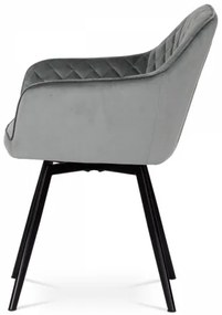 Jídelní židle šedá sametová látka, kovové nohy, černý matný lak DCH-425 GREY4