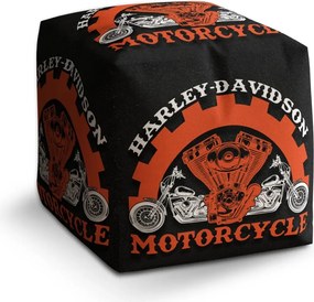 Sablio Taburet Cube Harley-Davidson motor Černé pozadí - 50x50x50 cm