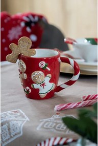 Červený hrnek s perníčky Gingerbread - 14*9*10 cm / 325 ml