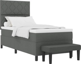 Postel s boxspringem s čelo Tmavě šedá 90 x 190 cm textil 3344108