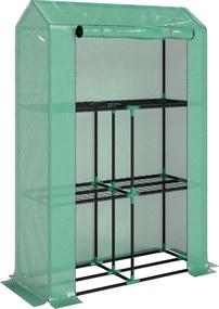 Outsunny Skleník s policemi s rolovacími dveřmi, zimní skleník z ocelové fólie, skleník na balkón, zahrada, rajčatový skleník s UV ochranou 100x40x15…