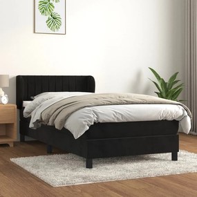 Box spring postel s matrací černá 100x200 cm samet 3127597