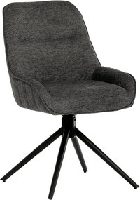 Židle jídelní a konferenční, otočná P90°+ L 90° s vratným mechanismem…, tmavě šedá látka, černé kovové nohy