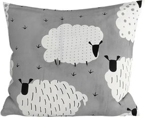 Polybavlněný povlak na polštář WHITE SHEEPS 45x45 cm, šedý