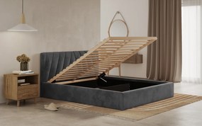 Postel ORLI 160x200 tmavěšedá s úložným prostorem