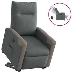 Elektrické zvedací polohovací křeslo tmavě šedé textil 3324101