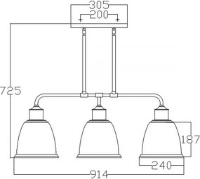 Feiss FE-HOBSON-3P-AB - Lustr na tyči HOBSON 3xE27/60W/230V bronzová