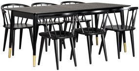Černý jasanový rozkládací jídelní stůl Rowico Fend, 180/220/260 cm