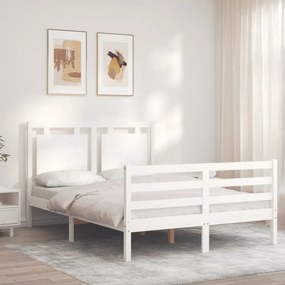 Rám postele s čelem bílý Double masivní dřevo
