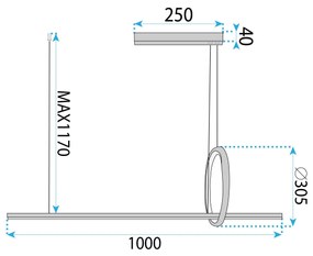 Toolight Toolight, LED závěsné osvětlení 100cm, 25W, 3000K, 2000lm, LHJ111-CP C, zlatá matná, OSW-50071