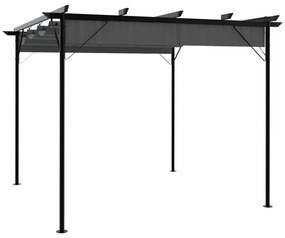 Pergola se zatahovací střechou antracitová 3x3 m ocel 180 g/m² 312226