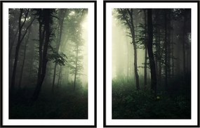 Obraz Plakáty V Rámu 53x73 cm Diptych Sada 2 obrazů Temný les P2087
