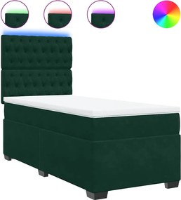 Box spring postel s matrací tmavě zelená 90x190 cm samet 3293095