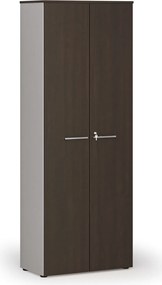 Kancelářská skříň s dveřmi PRIMO GRAY, 800 x 420 x 2128 mm, šedá/wenge