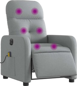 Elektrické masážní polohovací křeslo světle šedé textil 3206786