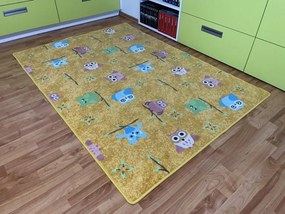 Vopi Dětský koberec Sovička SILK 5248 oranžovožlutá 133 x 165 cm