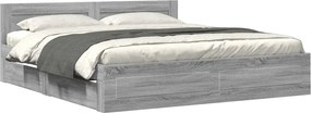 Rám postele s čelem šedý sonoma 200 x 200 cm kompozitní dřevo 3295539