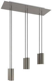 creative cables Závěsná lampa s 6 světly, s obdélníkovým XXL baldachýnem Rose-one, textilním kabelem a kovovými stínidly Tub-E14 Barva: Hladký mosazný dibond