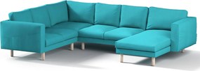 Potah na pohovku IKEA Norsborg rohová, 5-místná se šezlongem barva modrá látka pletený vzor