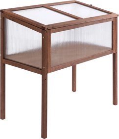 Outsunny Dřevěný Zahradní Záhon Skleník 90 x 50 x 93 cm Sázecí Stůl s Krytem Odolný proti Povětrnostním Vlivům na bylinky pro Zahradu, Balkon a Terasu