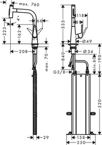 Hansgrohe Talis Select M51, dřezová baterie M5117-H220 s výsuvnou sprškou, sBOX, nerezová, HAN-73868800