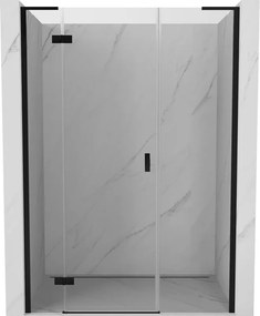 Mexen Mist-H L, 1-křídlé sprchové dveře levé 125 cm, čiré sklo, černý profil, 8A5L-125-001-70-00-L