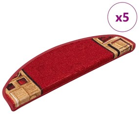 Nášlapy na schody samolepicí 5 ks 65x21x4 cm červené 149830
