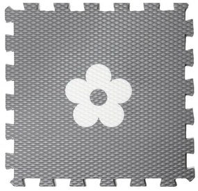 Vylen Pěnové podlahové puzzle Minideckfloor s kytkou Šedý s bílou kytkou 340 x 340 mm