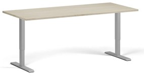 Výškově nastavitelný stůl, 180x80 cm, 1 motor, šedá podnož, dub přírodní