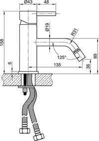 Sapho Minimal bidetová baterie stojánková páková nerez MI003