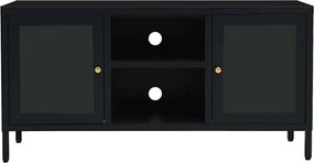 TV stolek černý 105 x 35 x 52 cm ocel a sklo 336058