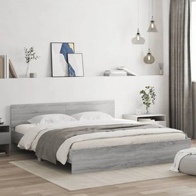 vidaXL Rám postele s čelem šedý sonoma 180 x 200 cm