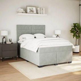 Box spring postel s matrací světle šedá 140x190 cm samet 3293206