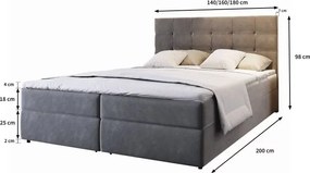 Čalouněná postel boxspring GLORIEN 180x200 cm purpurová Matrace: Matrace Bonell pružinová