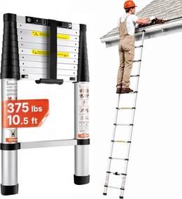 Teleskopický žebřík, 3,2 m hliníkový skládací skládací žebřík s jedním tlačítkem
