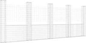 Gabionový koš ve tvaru U s 5 sloupky železo 500 x 20 x 200 cm 151292