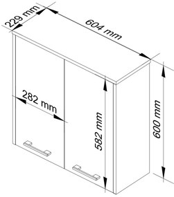 Závěsná koupelnová skříňka Fin 60 cm bílá/červená lesk