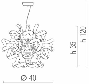 Metal Lux 206.140.15 Astro Silver, stříbrné designové závěsné svítidlo v průměru 40cm, 3x40W, stříbrné sklo, chrom