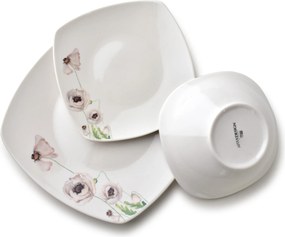 Porcelánová jídelní sada LEA Pink 18 ks bílá/růžová