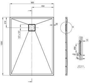 Deante Correo, obdélníková granitová sprchová vanička 120x90x3,5 cm, černá, KQR_N43B