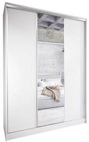 Skříň s posuvnými dveřmi se zrcadlem a zásuvkami CORINA D 150 bílá