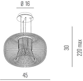 Metal Lux 242.045.02 Impossible C, bílé drátěné svítidlo, 1x15W LED 2700K, prům.45cm