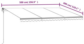 vidaXL Marketos Automatická zatahovací markýza 500 x 300 cm krémová