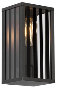 Moderní venkovní nástěnné svítidlo černé s kouřovým sklem 26 cm IP44 - Dijon