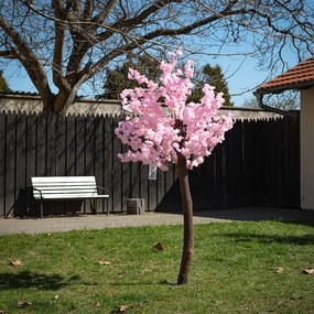 3D umělý strom Sakura 150 × 100 cm, růžová dekorace, IP44 venkovní, kov a plast