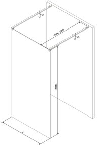 Mexen Kioto volně stojící sprchová zástěna 110 x 200 cm, Průhledné/Vzor jinovatky 8 mm, Zlatá - 800-110-002-50-35