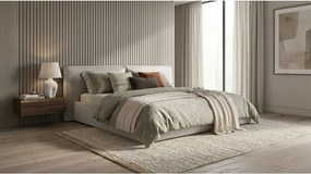 Světle šedá čalouněná dvoulůžková postel s úložným prostorem a roštem 160x200 cm Arendal – Cosmopolitan Design