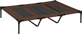 PawHut Zvednutá postel pro psy venkovní, chladící pelíšek pro velké psy, omyvatelná síťovina se silným kovovým rámem, 122 x 92 x 23 cm, Hnědá káva | A