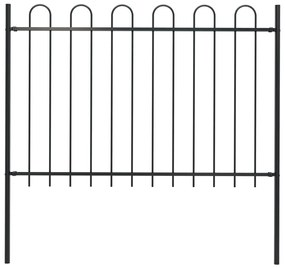 vidaXL Zahradní plot s obloučky ocelový 1,7 m černý
